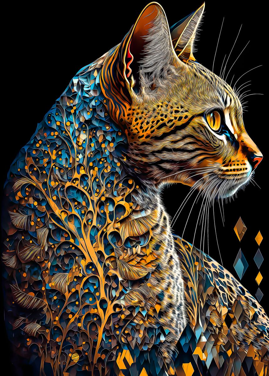 'Cat' Poster, picture, metal print, paint by thanh tras | Displate