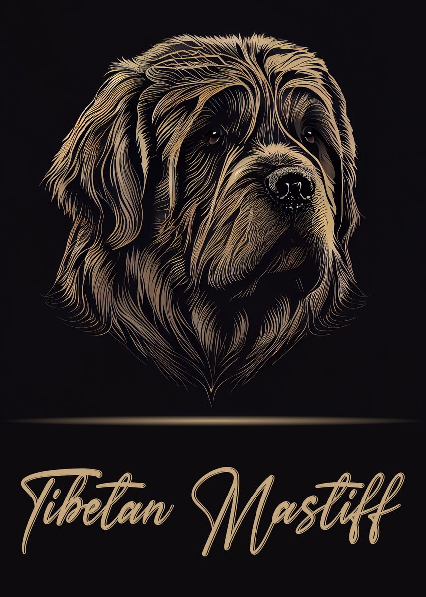 'Adorable Tibetan Mastiff' Poster, picture, metal print, paint by Artistic Paradigms | Displate