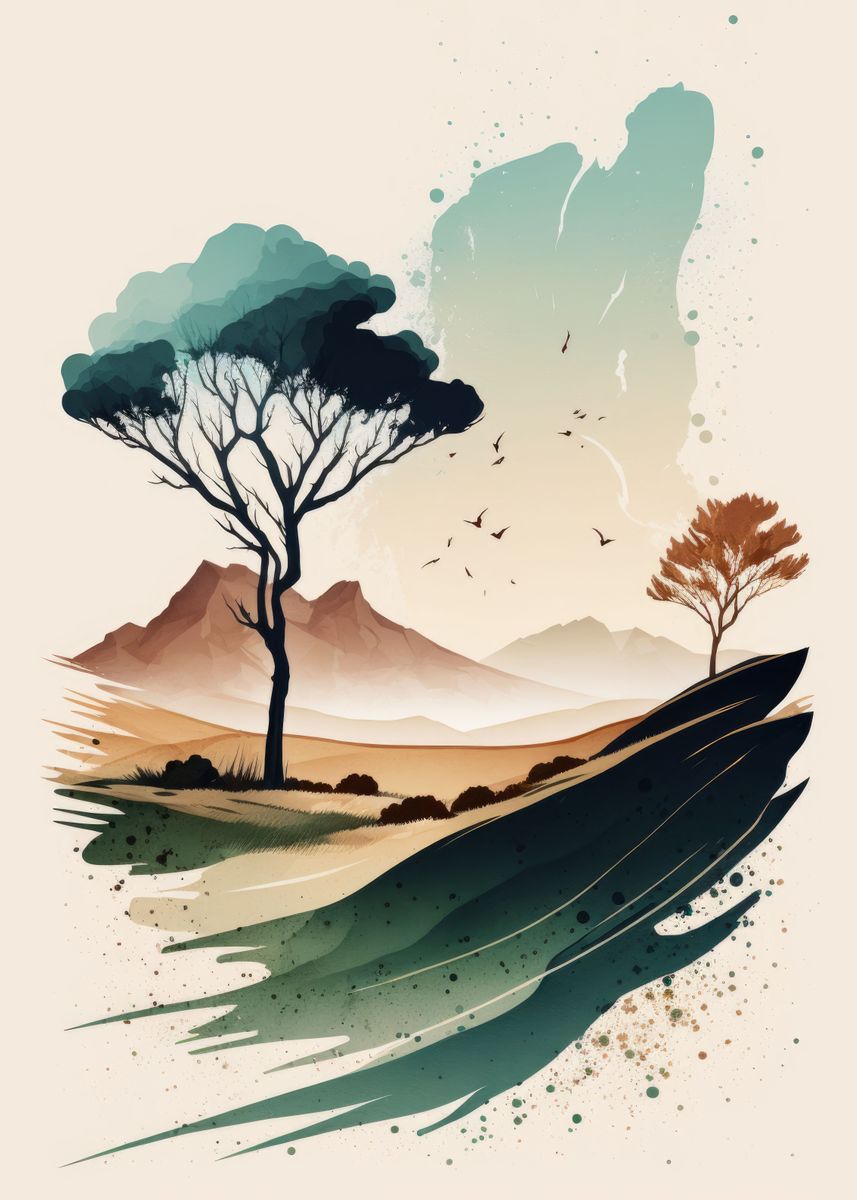 'Watercolor Naturescape ' Poster, picture, metal print, paint by ...