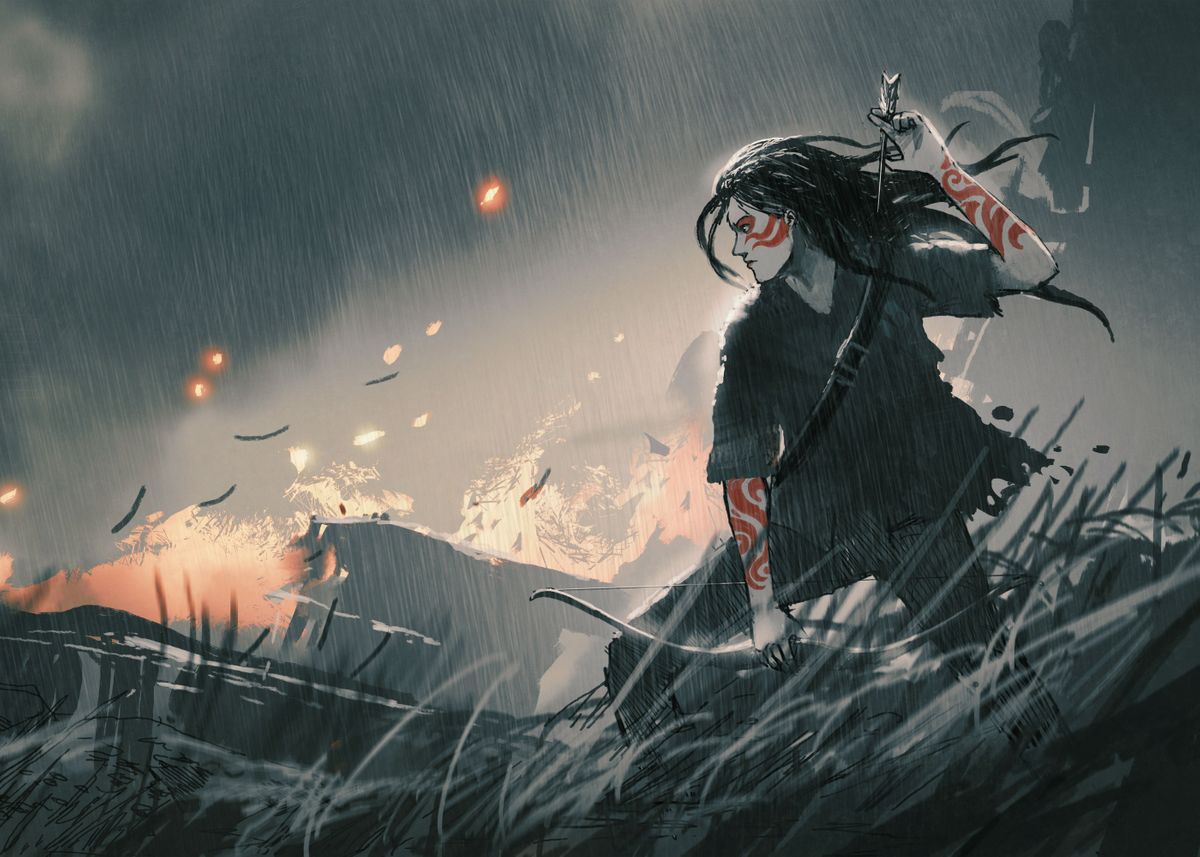 'Fantasy hunter with bow' Poster by Color Art | Displate