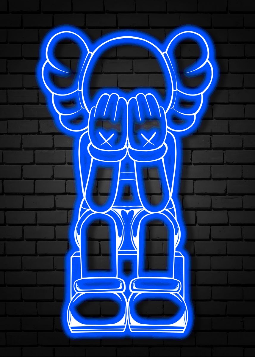 'neon kaws' Poster, picture, metal print, paint by Boon Edgar | Displate
