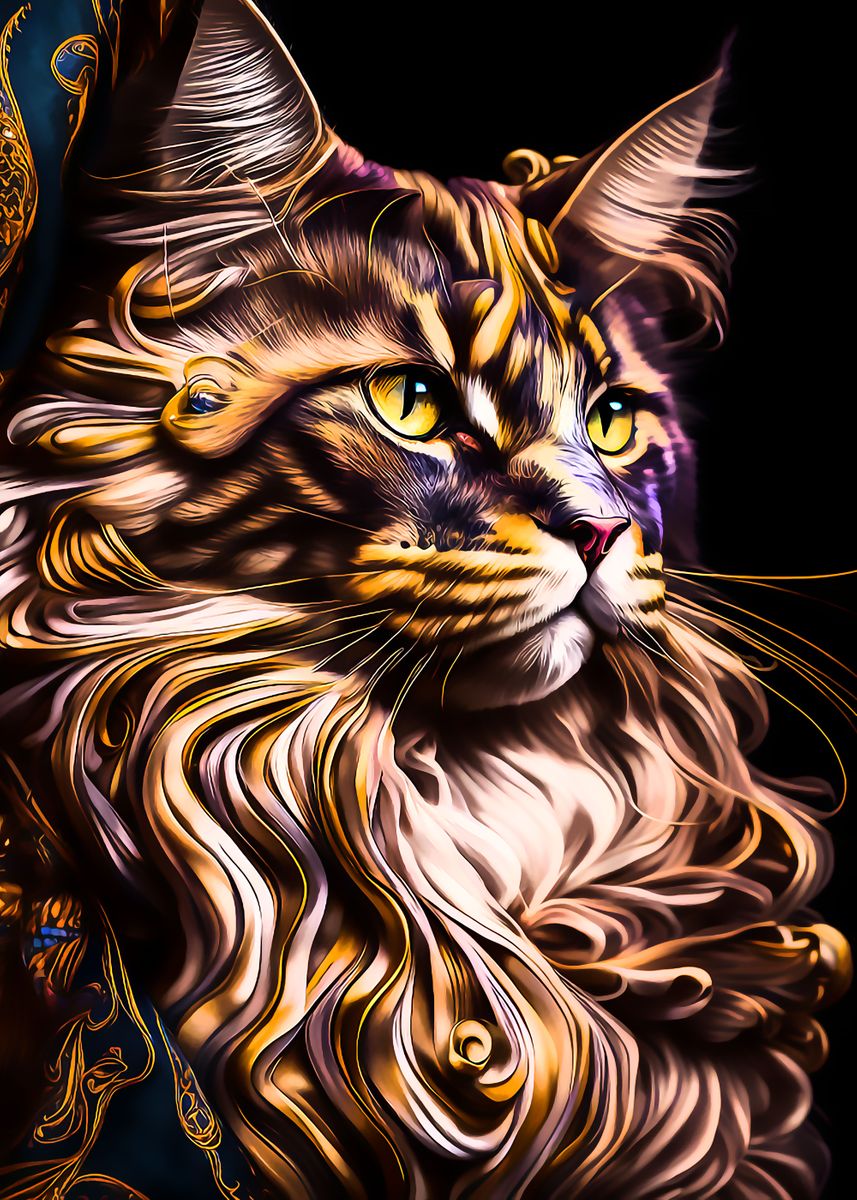 'Cat' Poster, picture, metal print, paint by thanh tras | Displate