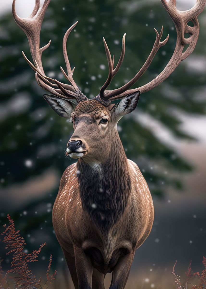 'Reindeer Animal' Poster, picture, metal print, paint by Omar Flores ...
