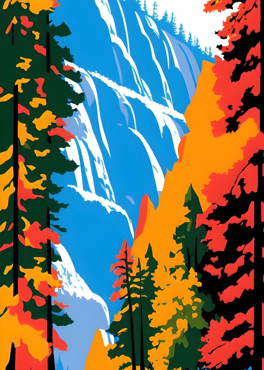 'Yosemite Vallet Art' Poster, picture, metal print, paint by BluePinkPanther | Displate