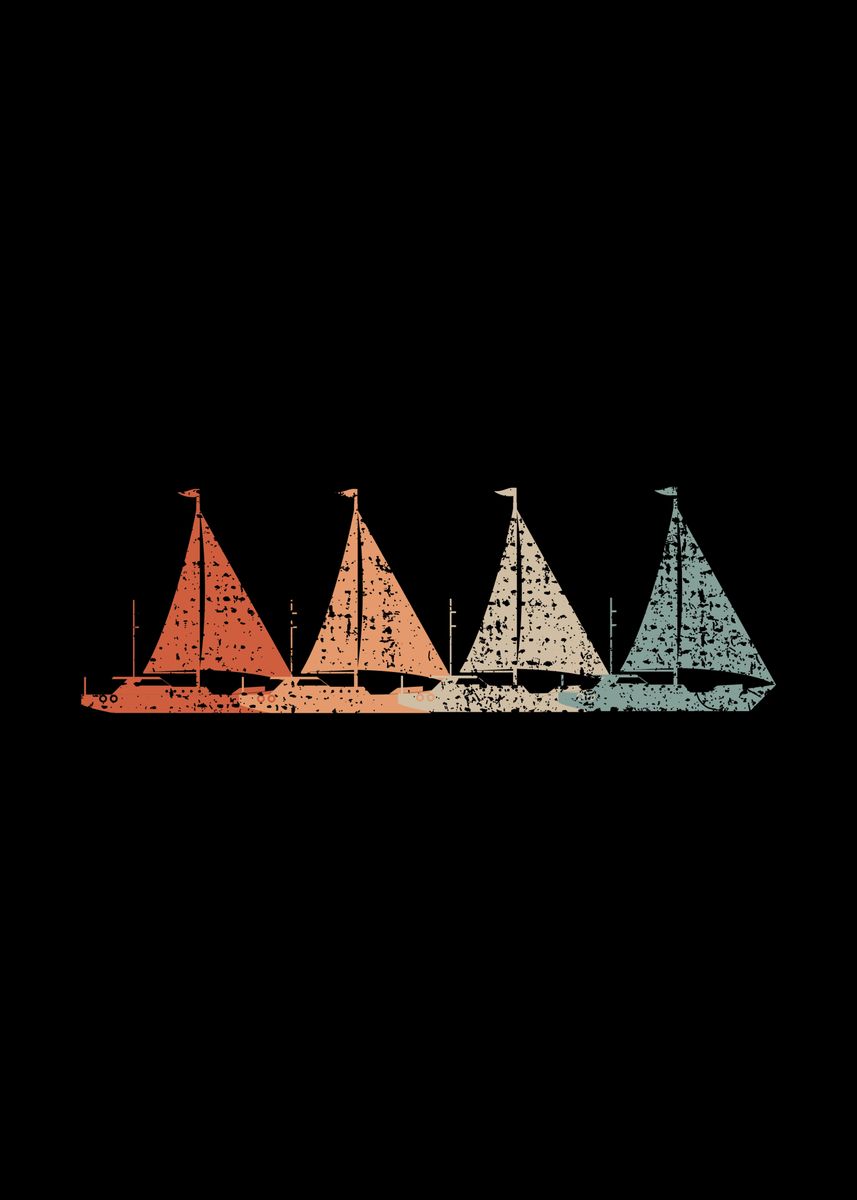 'Sailing Boat Retro' Poster, picture, metal print, paint by Shiva121 ...