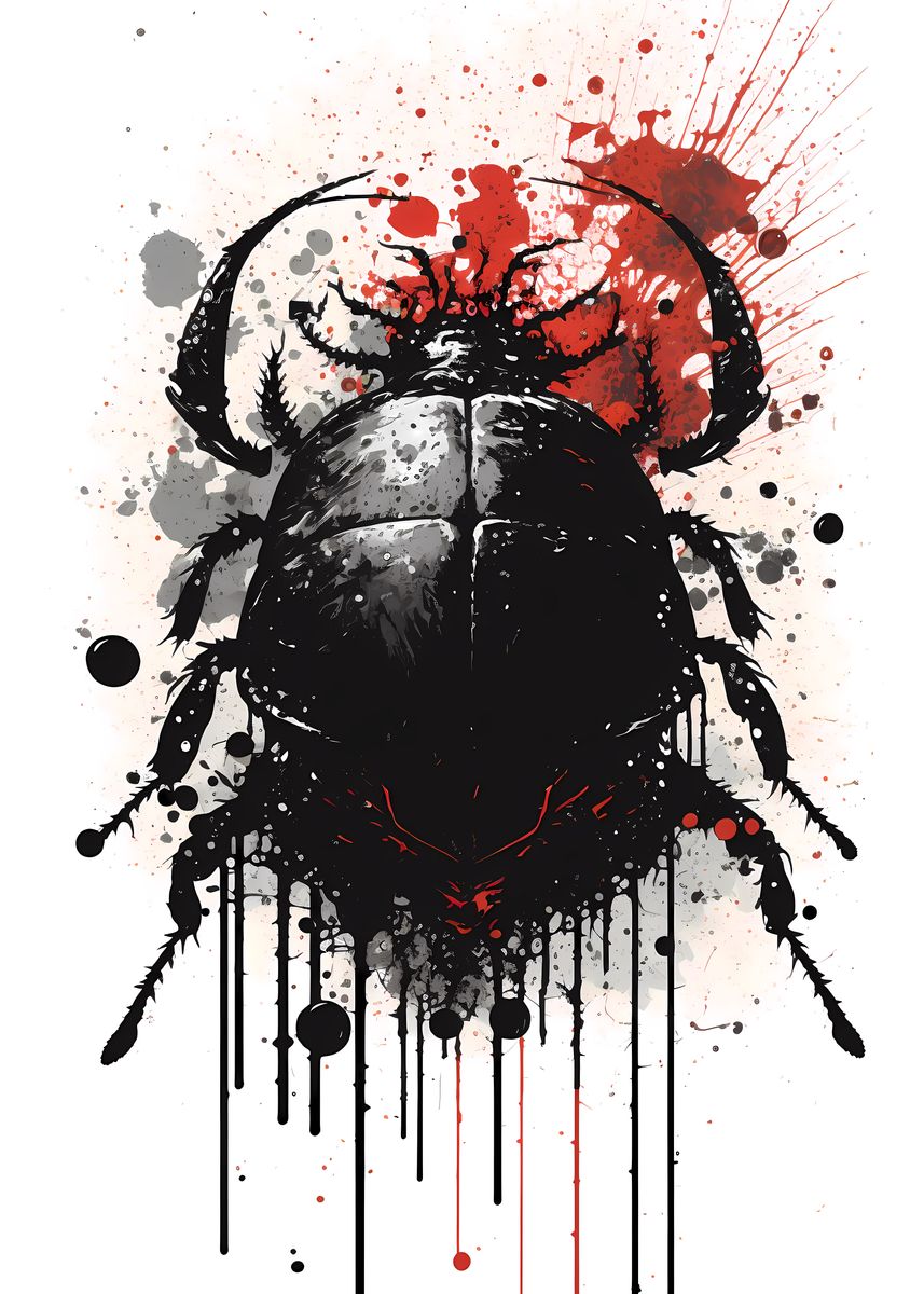 'Dung Beetle Ink Painting' Poster, picture, metal print, paint by ...