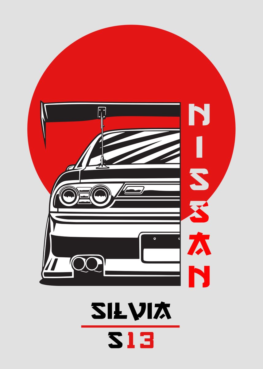'Nissan Silvia S13' Poster, picture, metal print, paint by artH | Displate