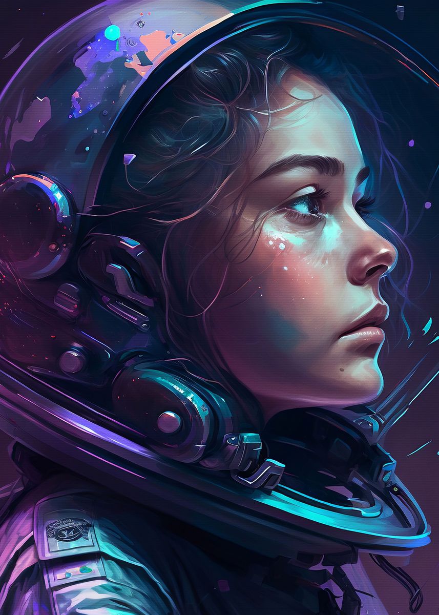 'cute girls astronaut' Poster, picture, metal print, paint by Muhammad ...