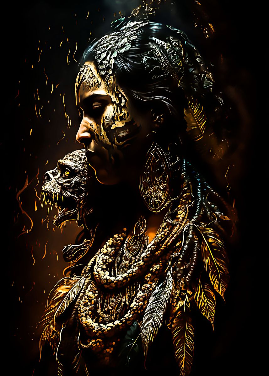 'Native Girl' Poster, picture, metal print, paint by noster dona | Displate