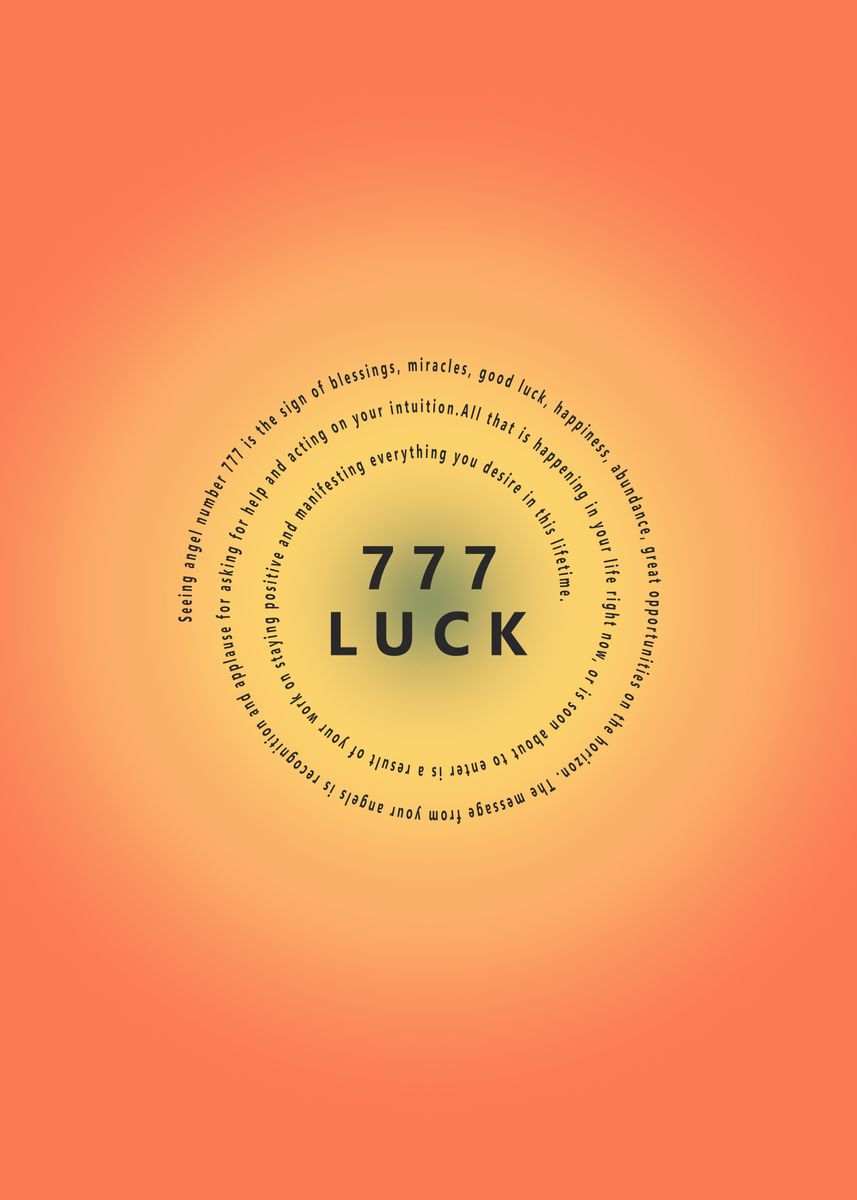 '777 Luck ' Poster, picture, metal print, paint by 1x Merch | Displate