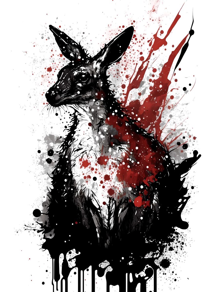 'Kangaroo Ink Painting' Poster, picture, metal print, paint by ...