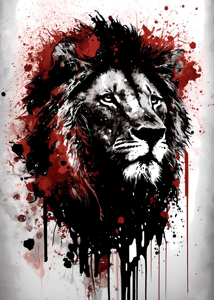 'Lion Ink Painting' Poster by TortillaChief | Displate