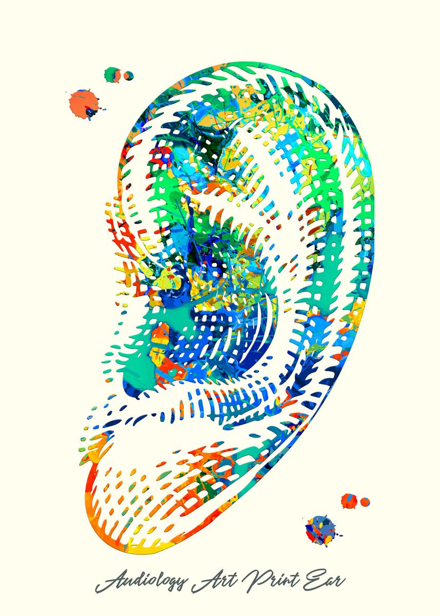 'Audiology Art Print Ear' Poster, picture, metal print, paint by ...