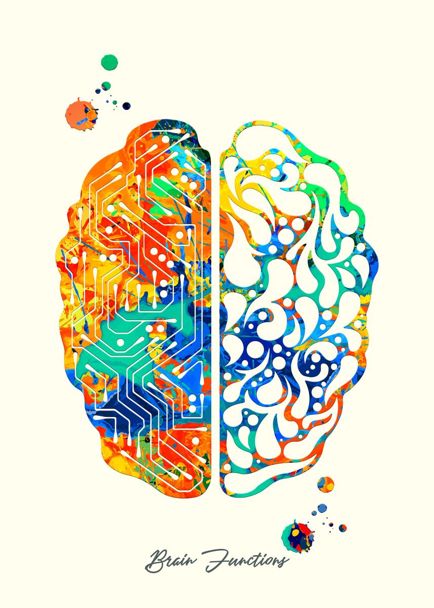 'Brain Functions' Poster, picture, metal print, paint by Vincent Vorce ...