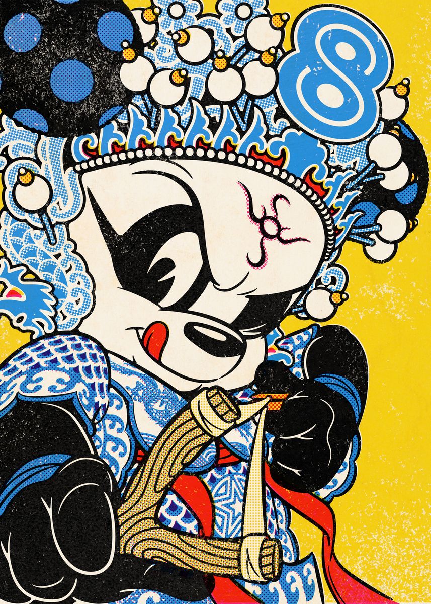 'Panda Chinese Opera' Poster, picture, metal print, paint by Plastered ...