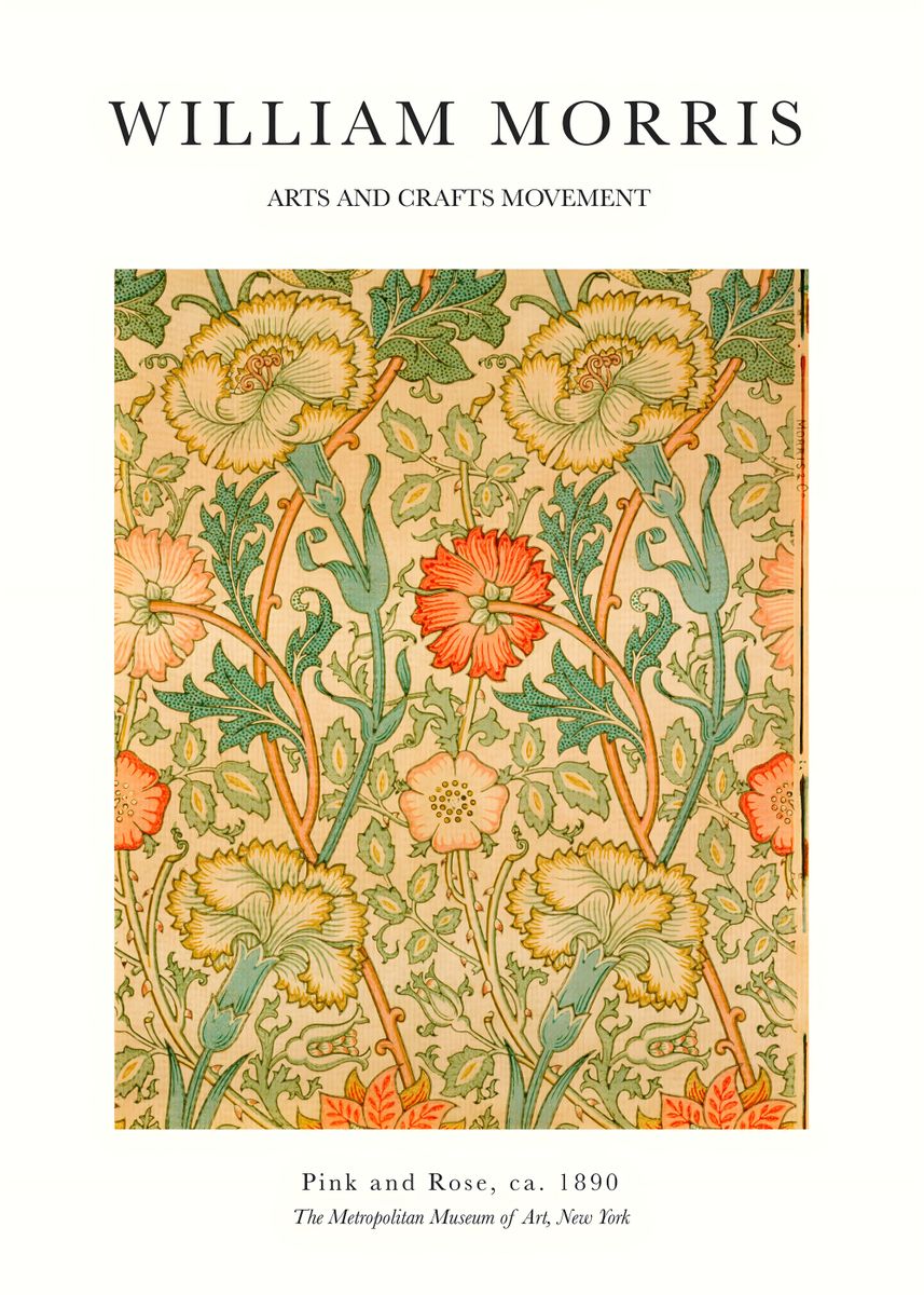 'William Morris Orange Rose' Poster by Vintage Painting | Displate