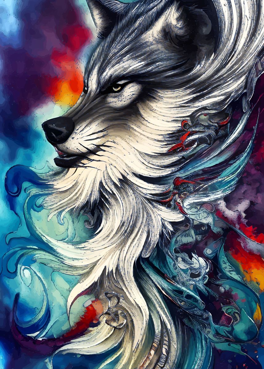 'Spirt of the wolf' Poster, picture, metal print, paint by matthew ...