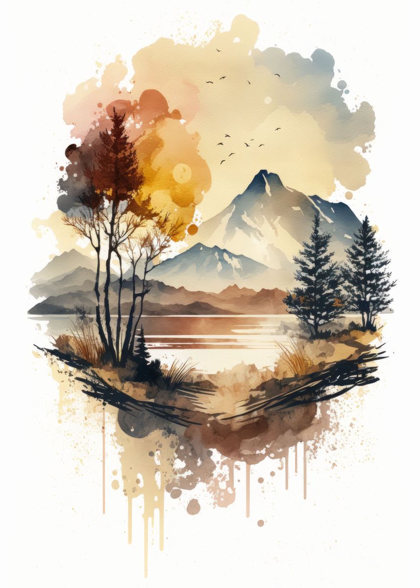 'Watercolor Naturescape ' Poster, picture, metal print, paint by ...
