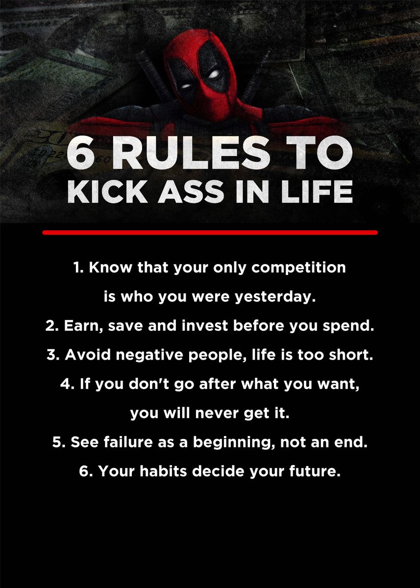 '6 Life Rules' Poster, picture, metal print, paint by HOLOSOMNIA | Displate