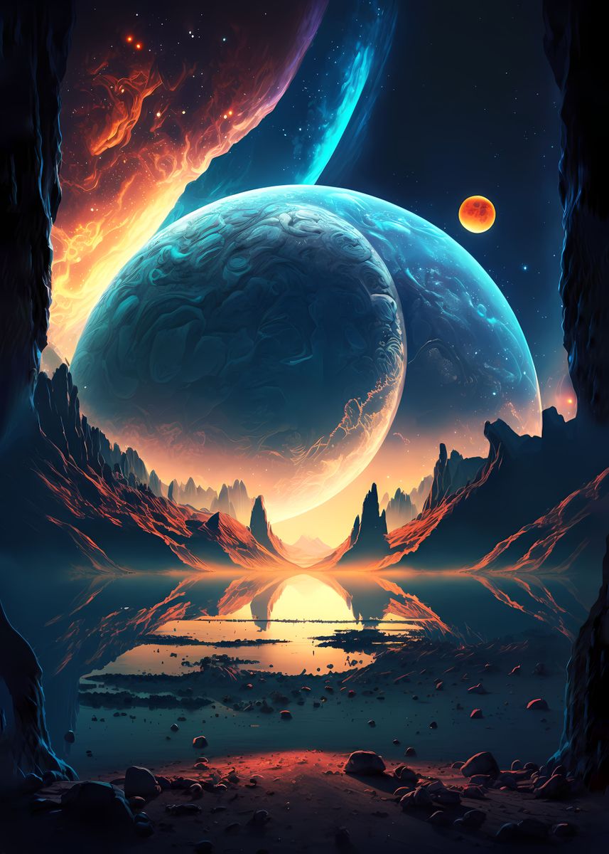 'Dawn Of Stars Landscape' Poster, picture, metal print, paint by Luong ...