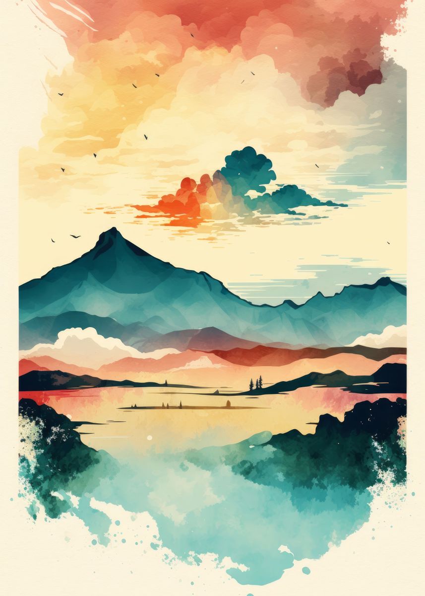 'Watercolor Naturescape ' Poster, picture, metal print, paint by ...