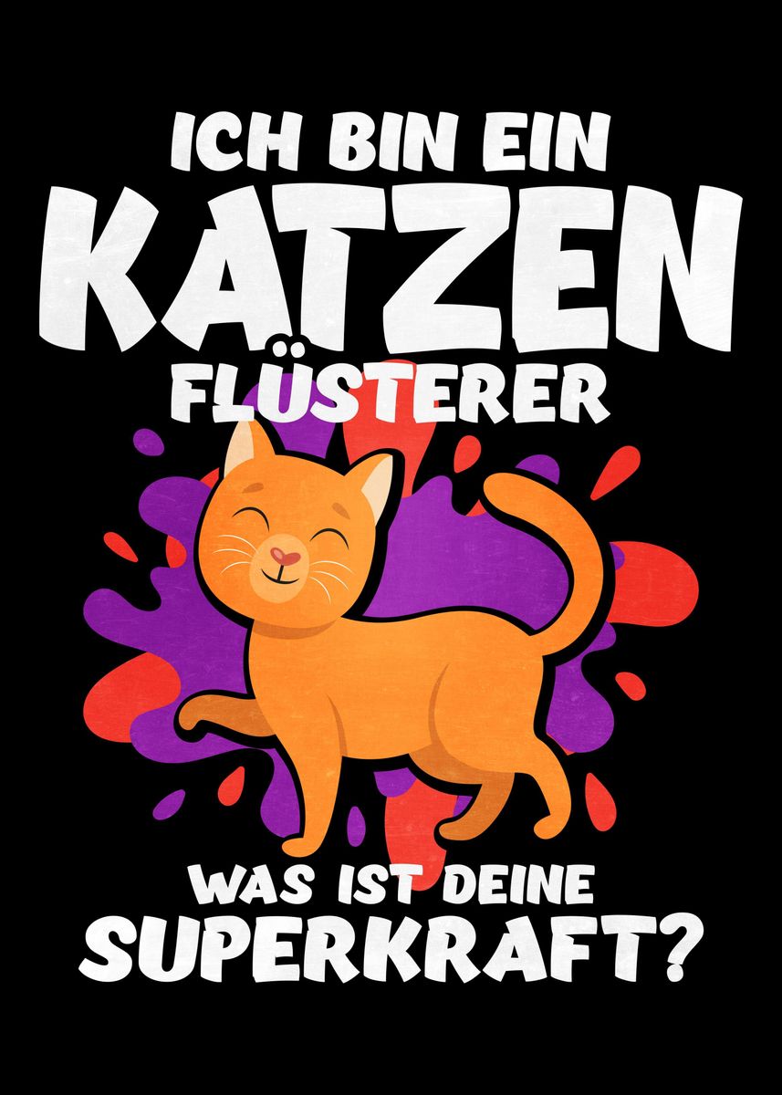 'Cat German Quote' Poster, picture, metal print, paint by Hexor | Displate