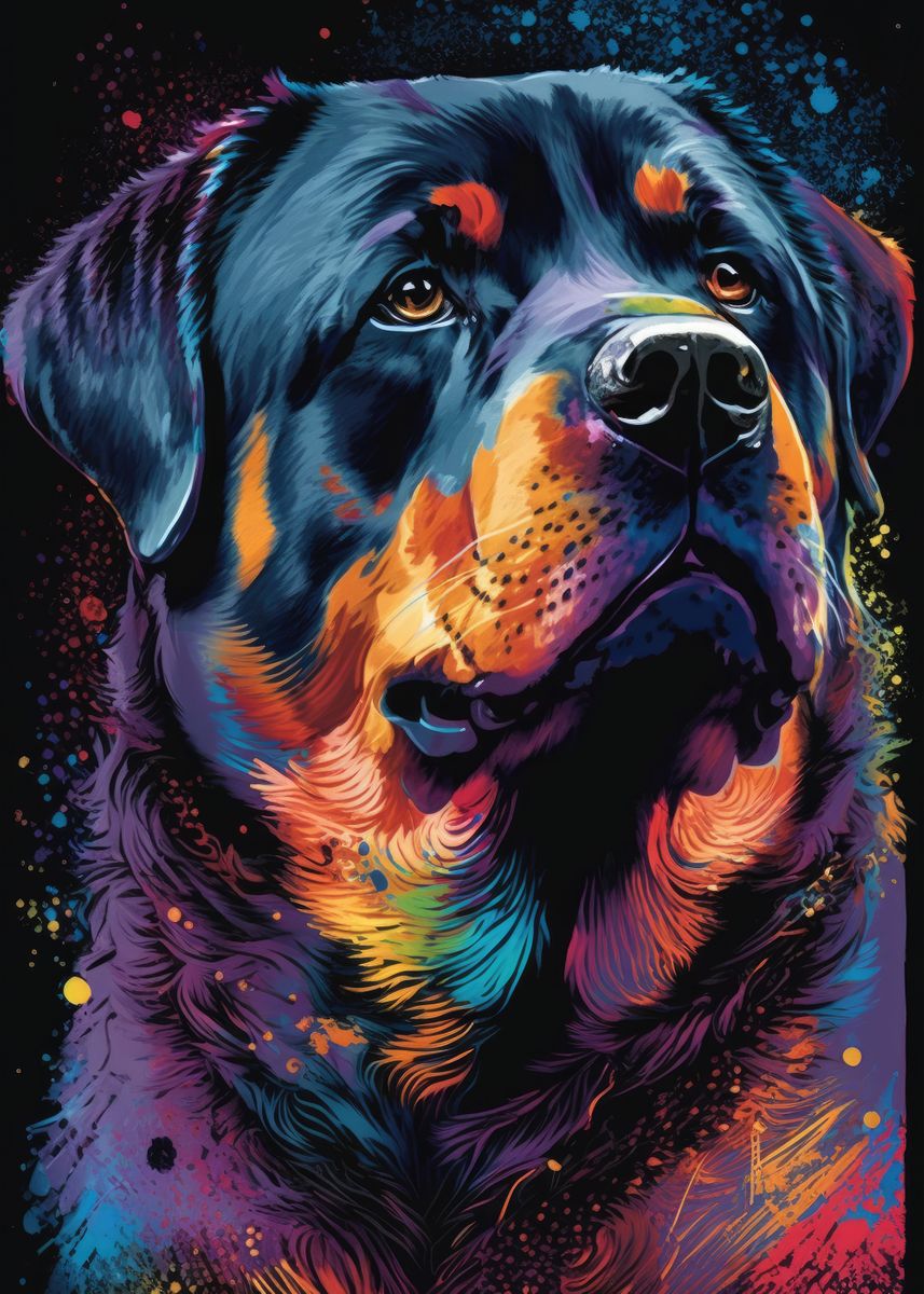 'Rottweiler Style 3' Poster, picture, metal print, paint by murtzart ...