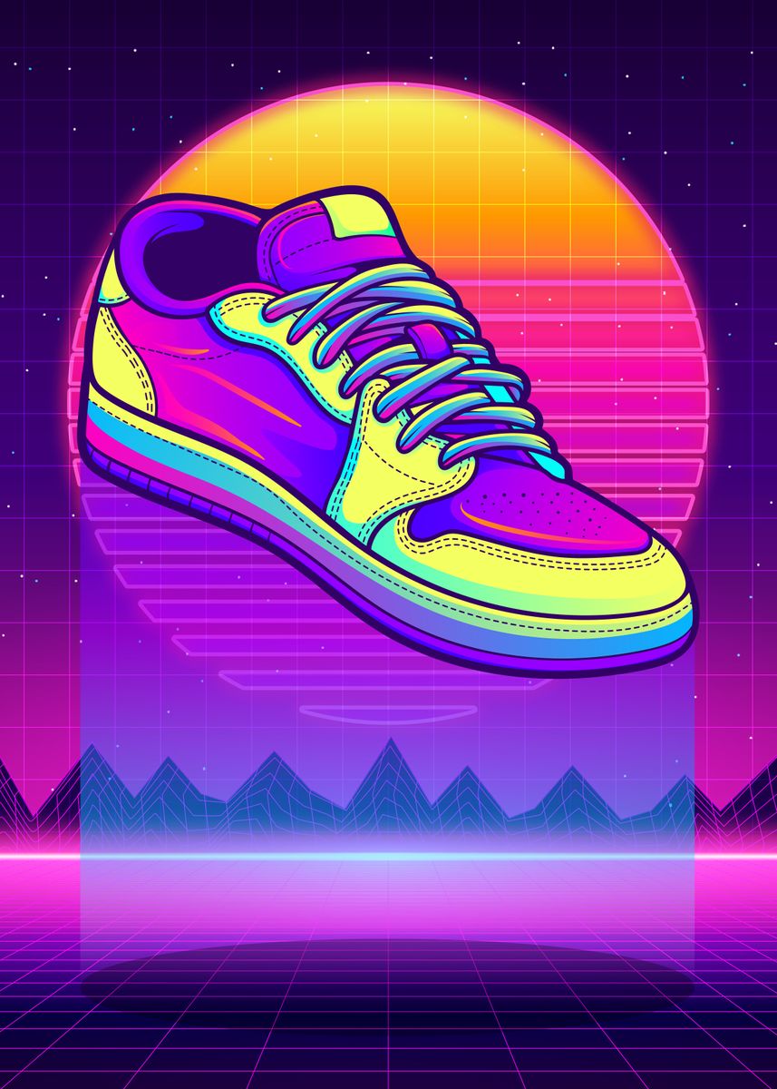 '1s Neon Shoe' Poster, picture, metal print, paint by Adam Project ...
