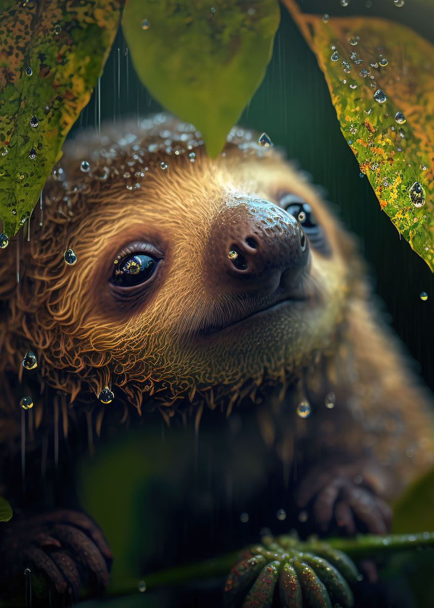 'cute sloth' Poster, picture, metal print, paint by MAD SPACE | Displate