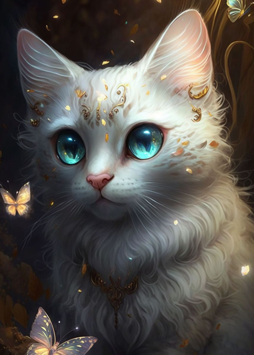 'Cat Animal' Poster, picture, metal print, paint by Philippa Quintero ...