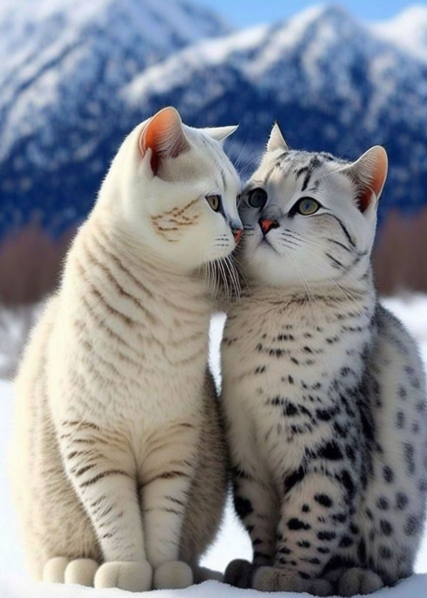 'Two Cat Animal' Poster, picture, metal print, paint by Philippa ...