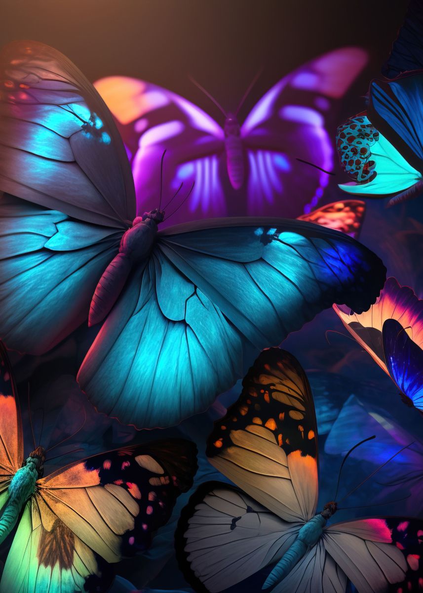 'Fluttering Butterflies' Poster, picture, metal print, paint by Ali Ch ...