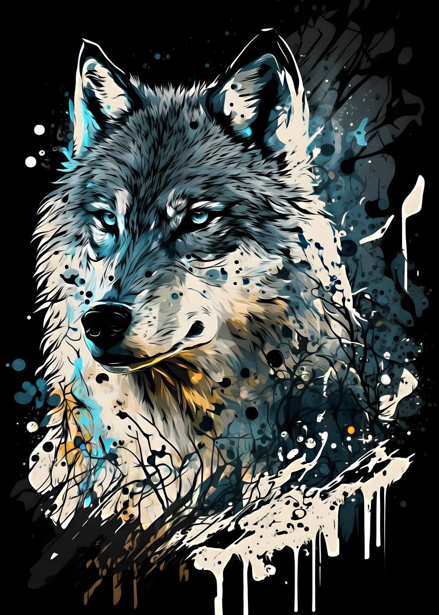 'wolf portrait' Poster, picture, metal print, paint by Mounier Wanjak ...