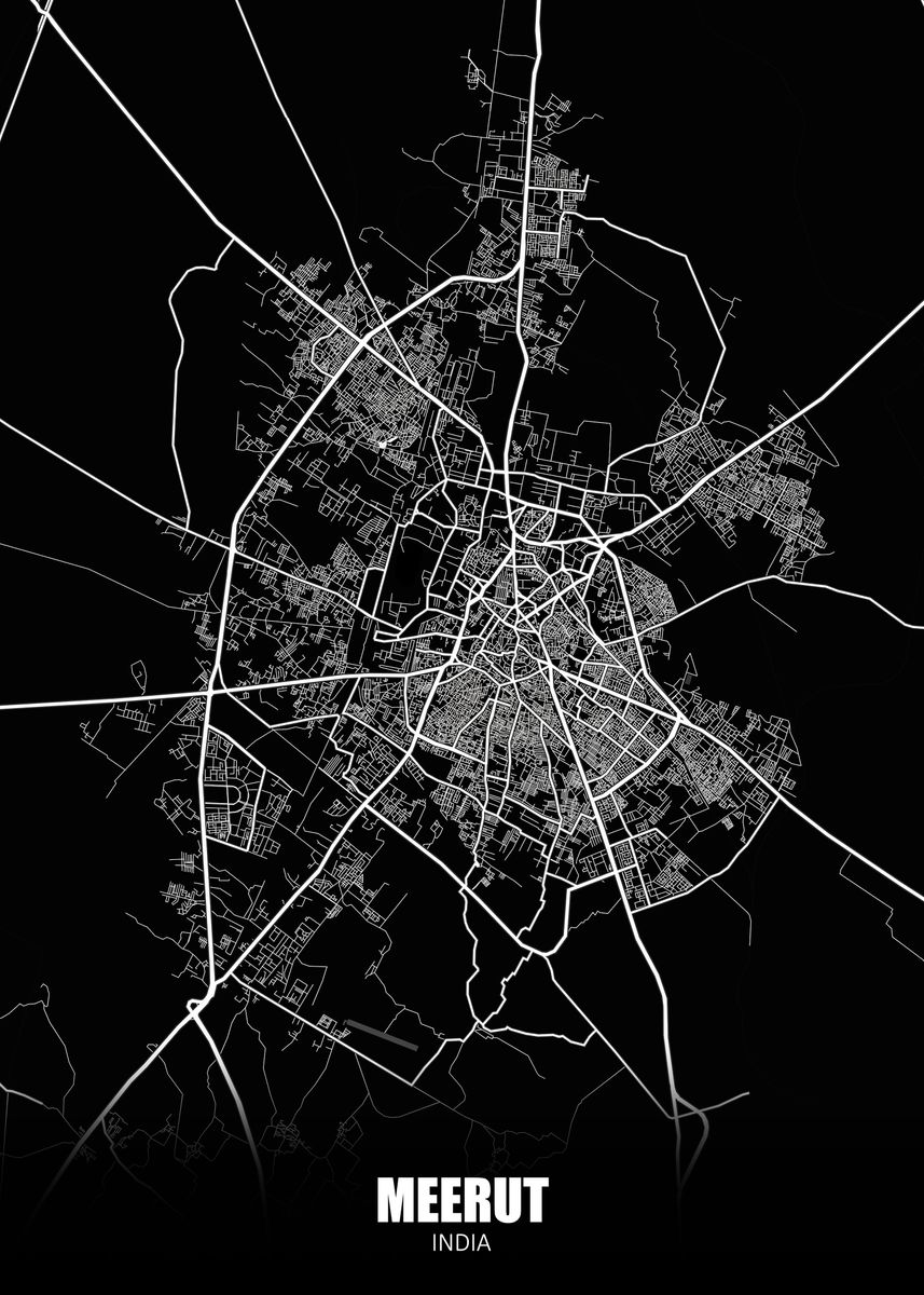 'Meerut India Dark Map' Poster, picture, metal print, paint by Zake ...