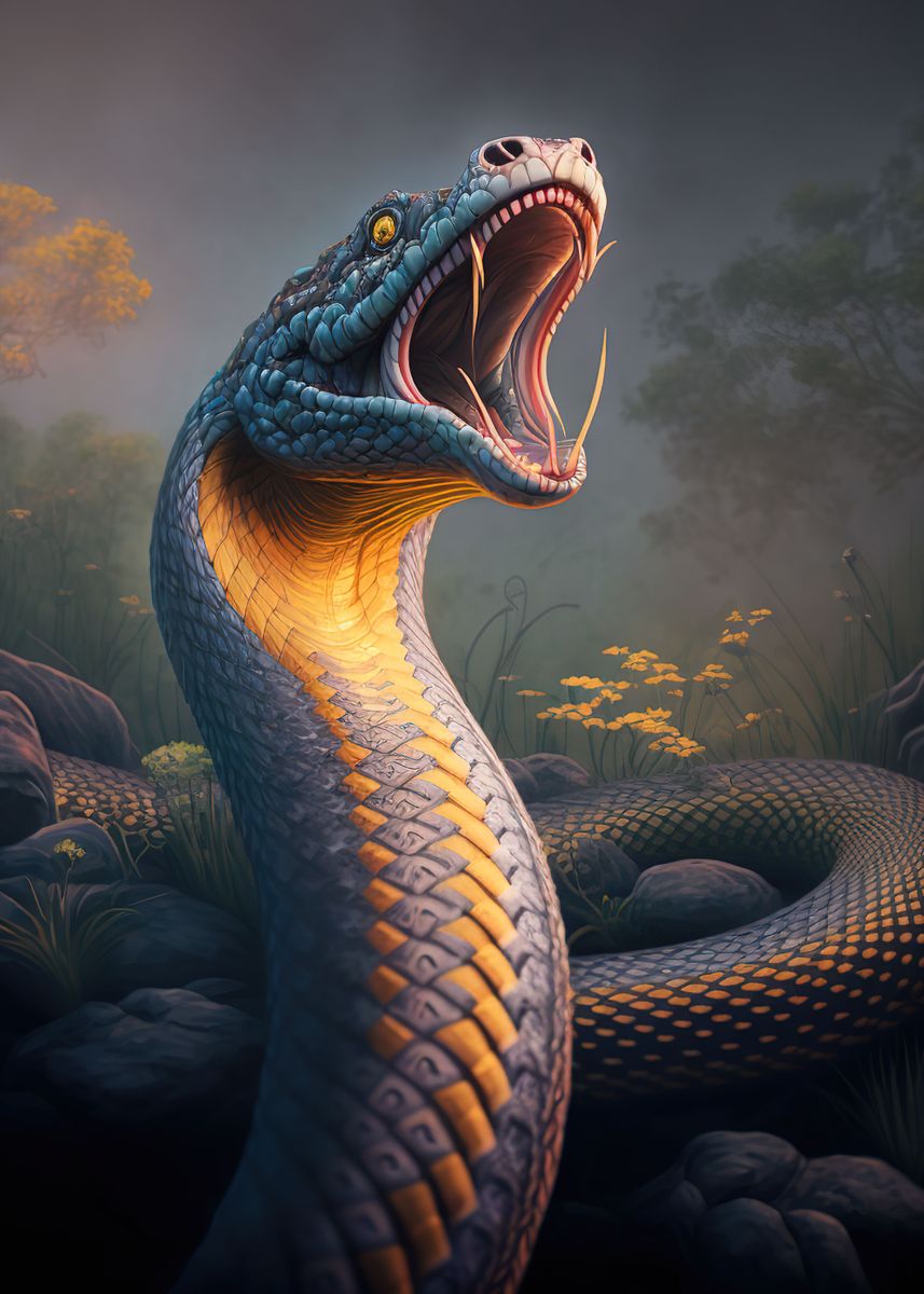 'snake wild life' Poster, picture, metal print, paint by Patsy Montoya ...