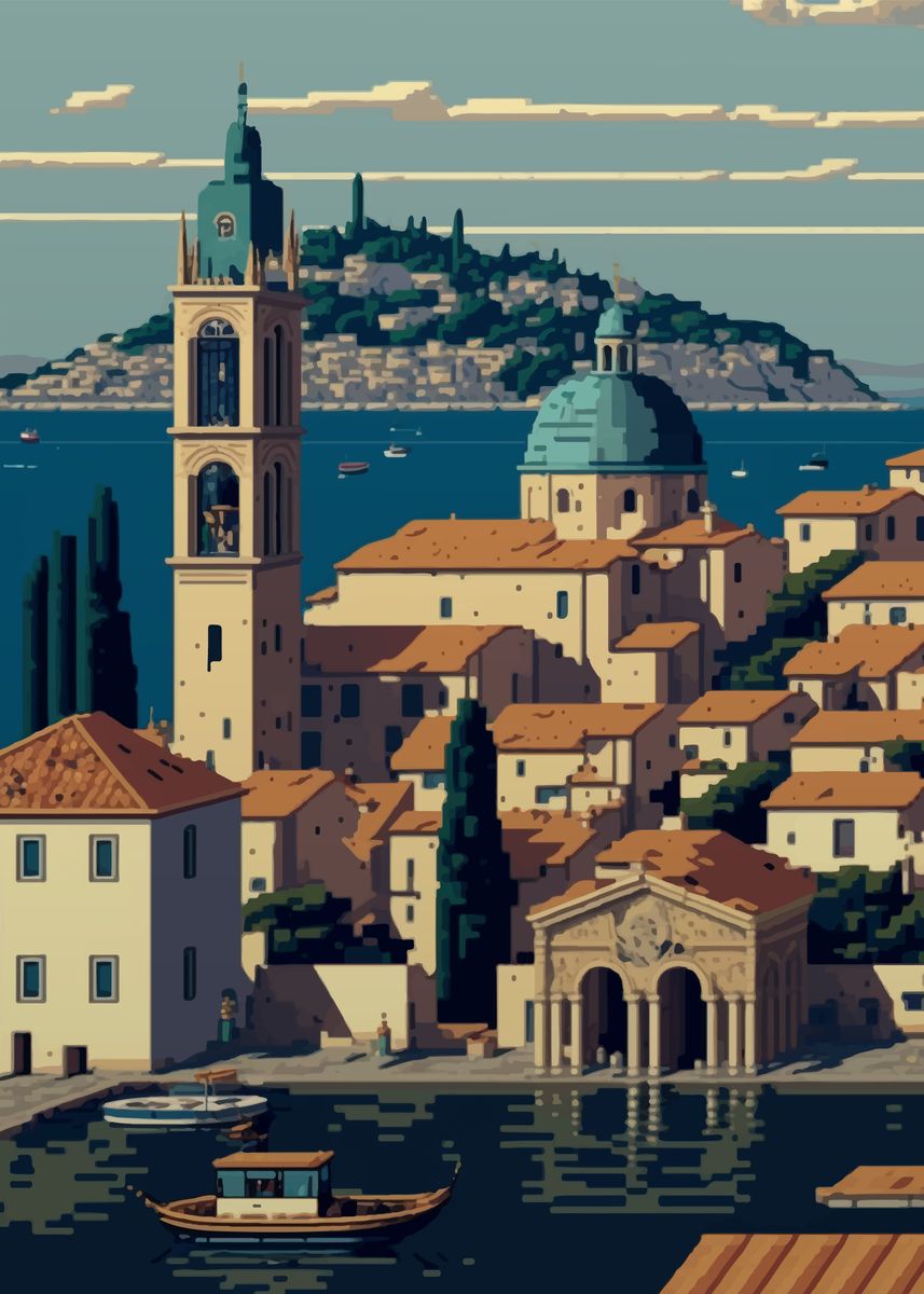 ' Split Pixel art' Poster, picture, metal print, paint by M Art | Displate