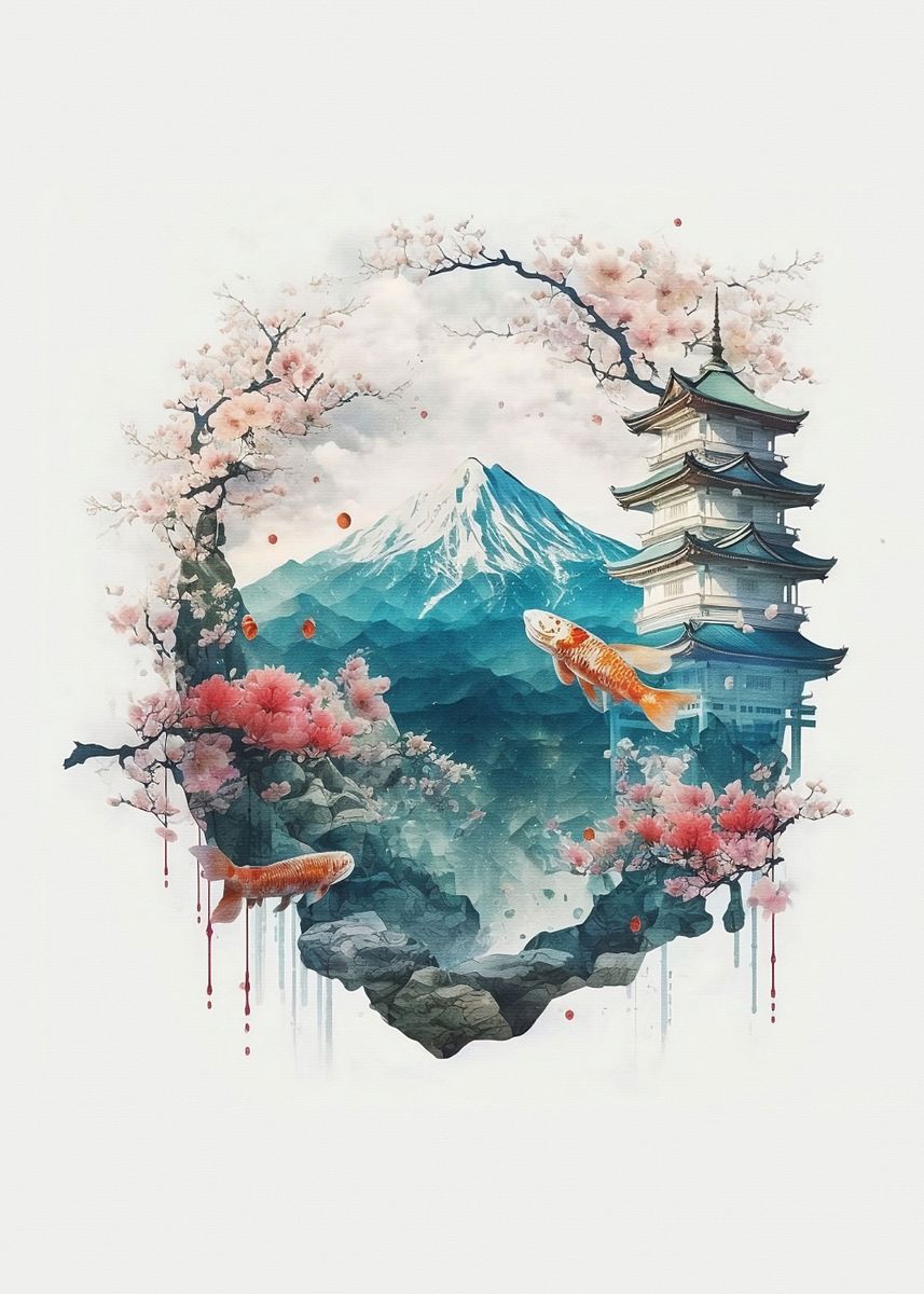 'japanese iconic 4' Poster, picture, metal print, paint by Muhammad ...