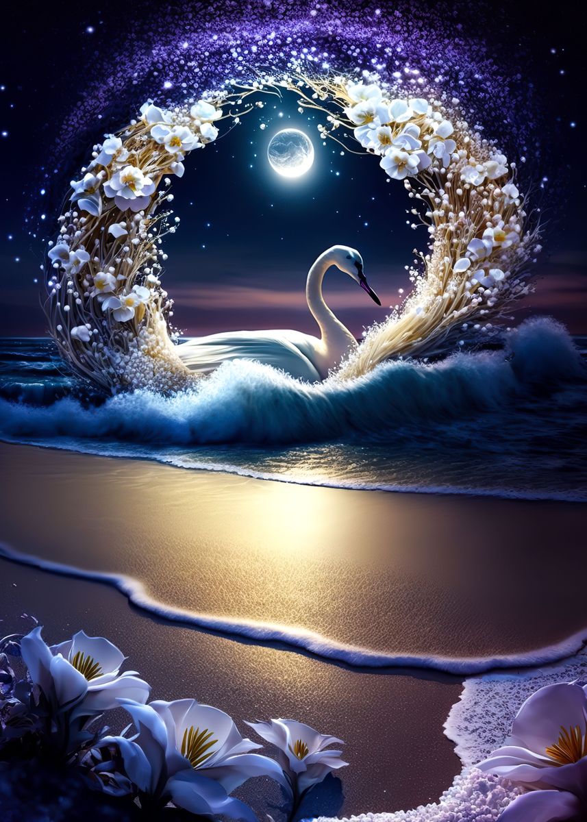 ' Swan Beautifull' Poster, picture, metal print, paint by Yannis Denton ...