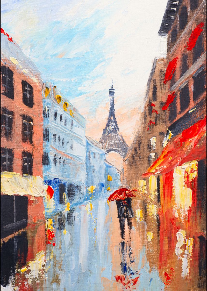 'oil painting Eiffel Tower' Poster by Freddie | Displate