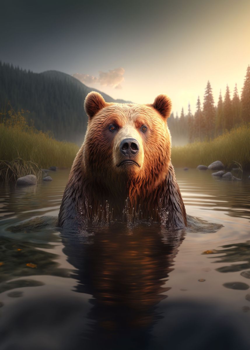 'Scared Bear' Poster, picture, metal print, paint by Zenz | Displate