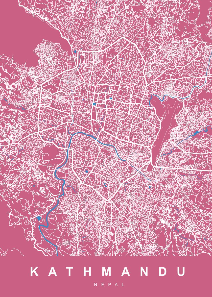 'Map KATHMANDU NEPAL' Poster, picture, metal print, paint by UrbanMaps ...