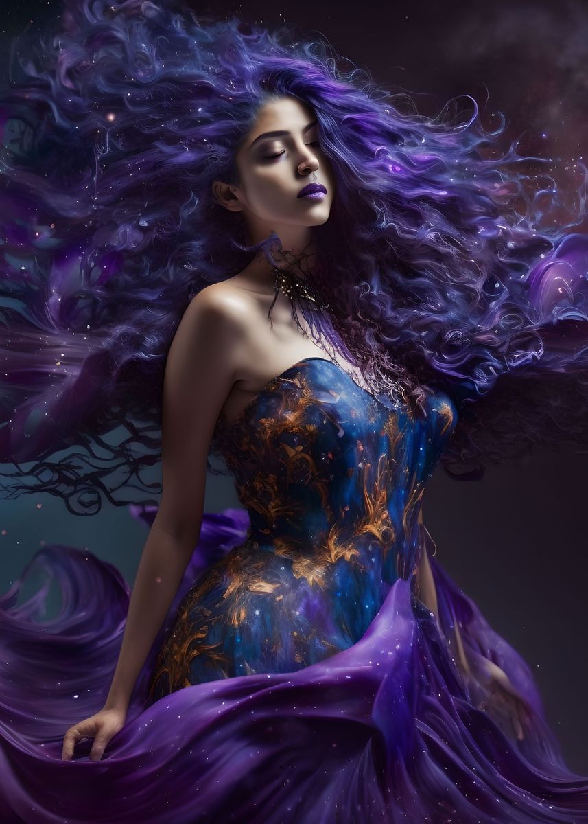 'Goddess of galaxy' Poster, picture, metal print, paint by Alexart01 ...