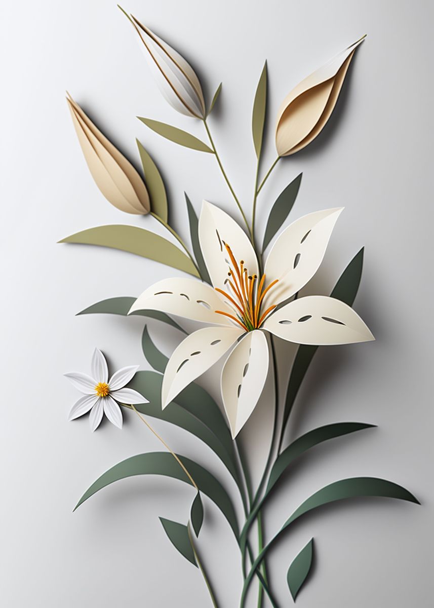 'Flowers paper craft' Poster, picture, metal print, paint by Nathan ...