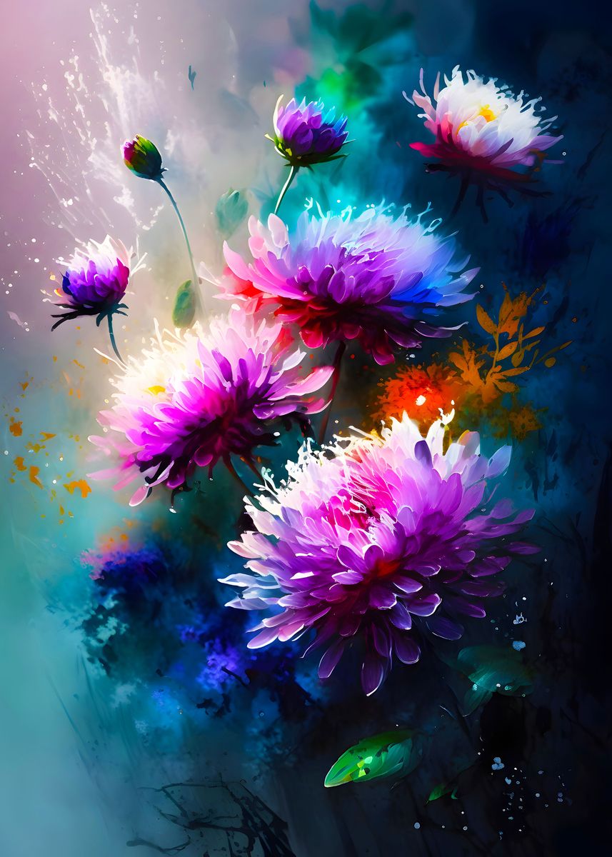 'Colorful Flower Painting' Poster, picture, metal print, paint by ...