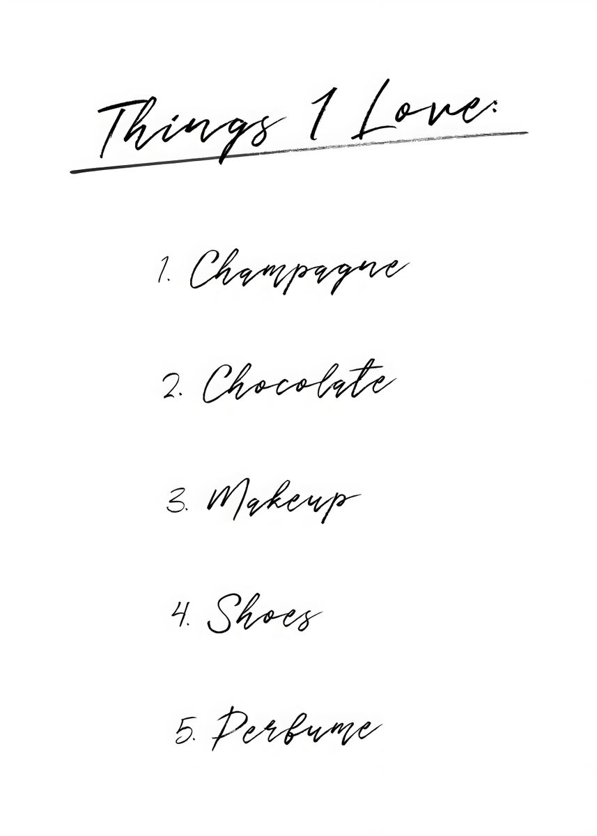 'Things I love Checklist' Poster, picture, metal print, paint by Izu ...