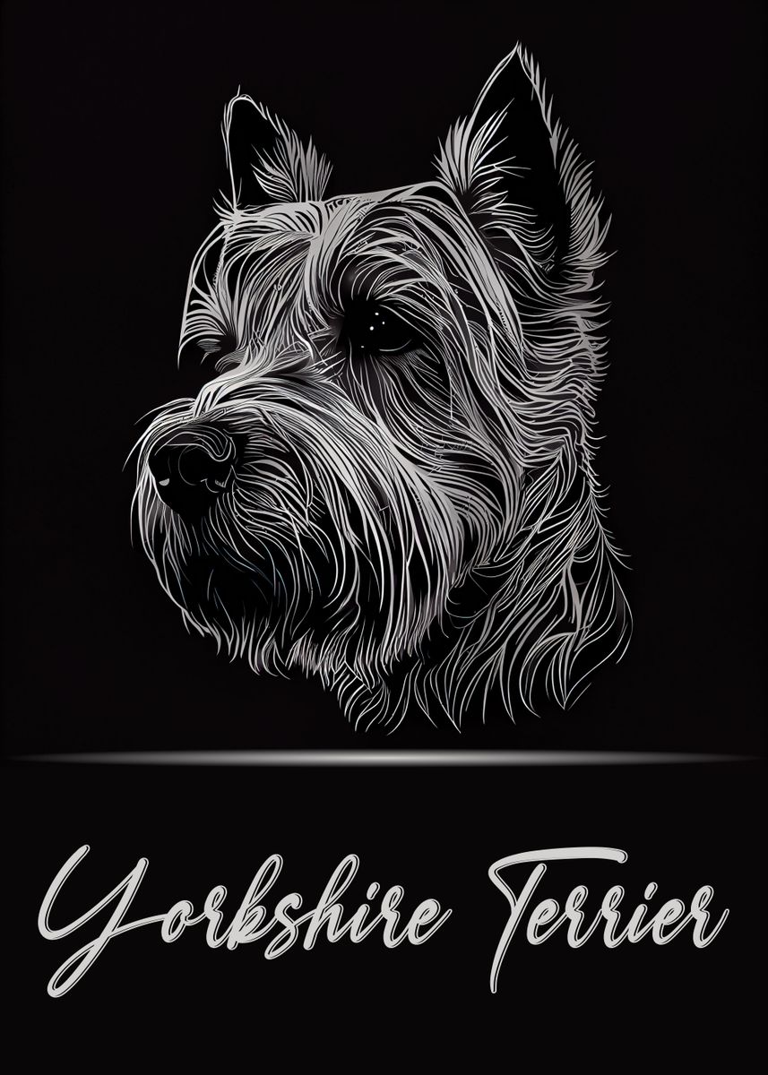 'Yorkshire Terrier Portrait' Poster, picture, metal print, paint by Artistic Paradigms | Displate
