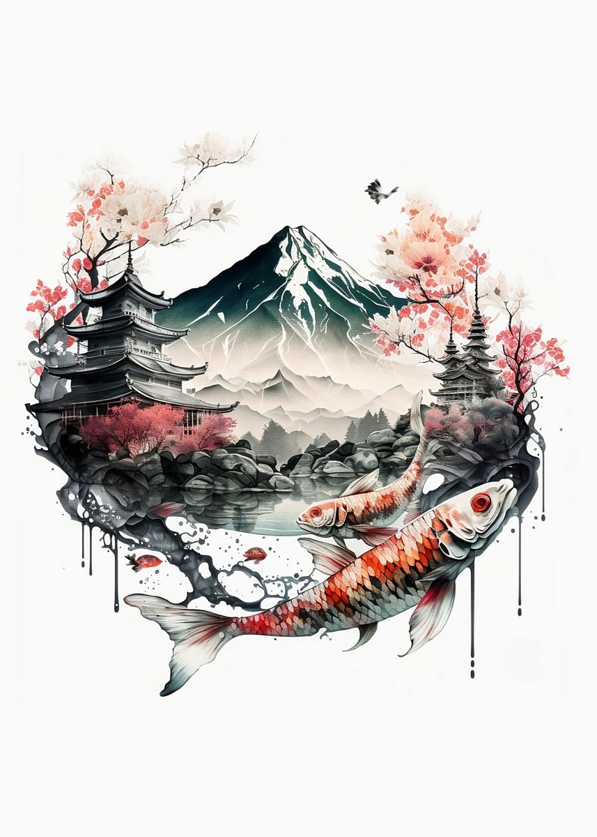 'japanese iconic 3' Poster, picture, metal print, paint by Muhammad ...