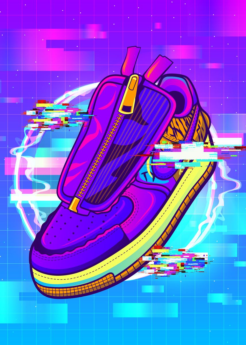 'Hypebeast Neon Shoe' Poster, picture, metal print, paint by Adam ...