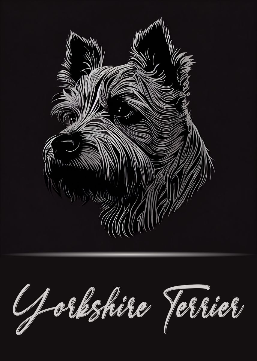 'Elegant Yorkshire Terrier' Poster, picture, metal print, paint by Artistic Paradigms | Displate