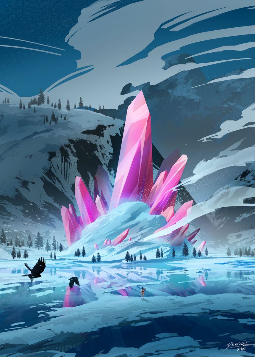 'Giant Crystal' Poster, picture, metal print, paint by Diekyers | Displate